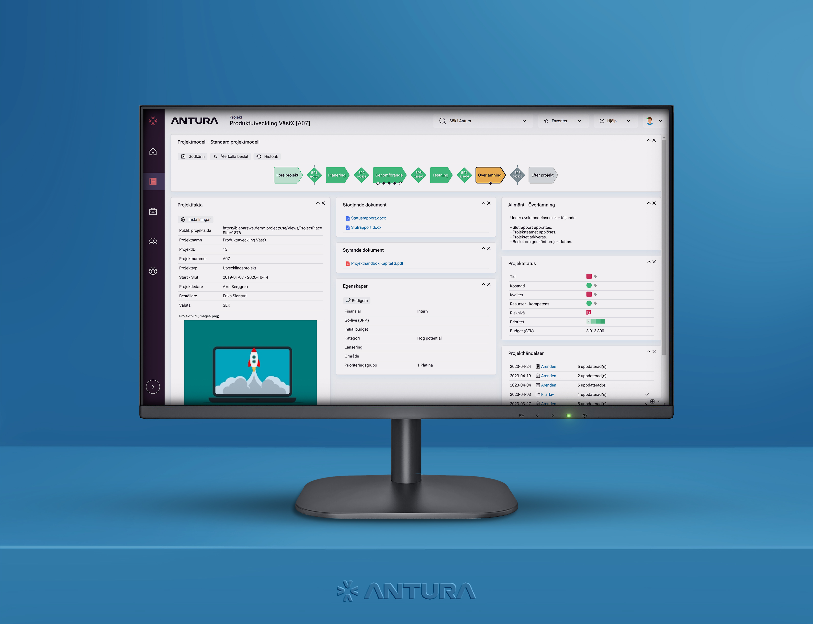 Anturas funktioner för projekt- och portföljhantering